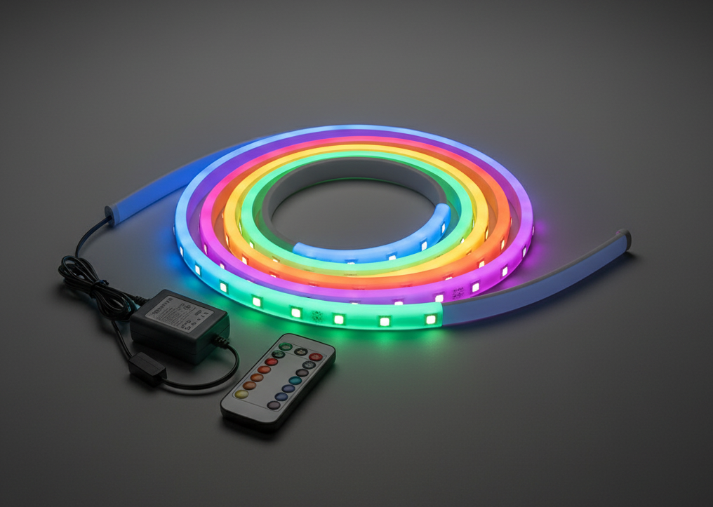 ExtraStar Neon LED Strip 5M Cable with Power Adapter and Remote Contro ...