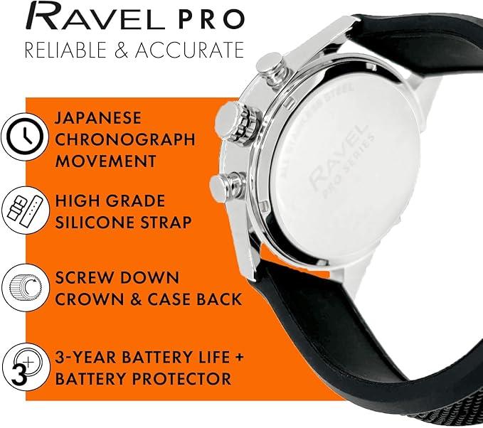 Ravel Mens Fashion Sports Multi 100m Water Resistant Chronograph Dated ...