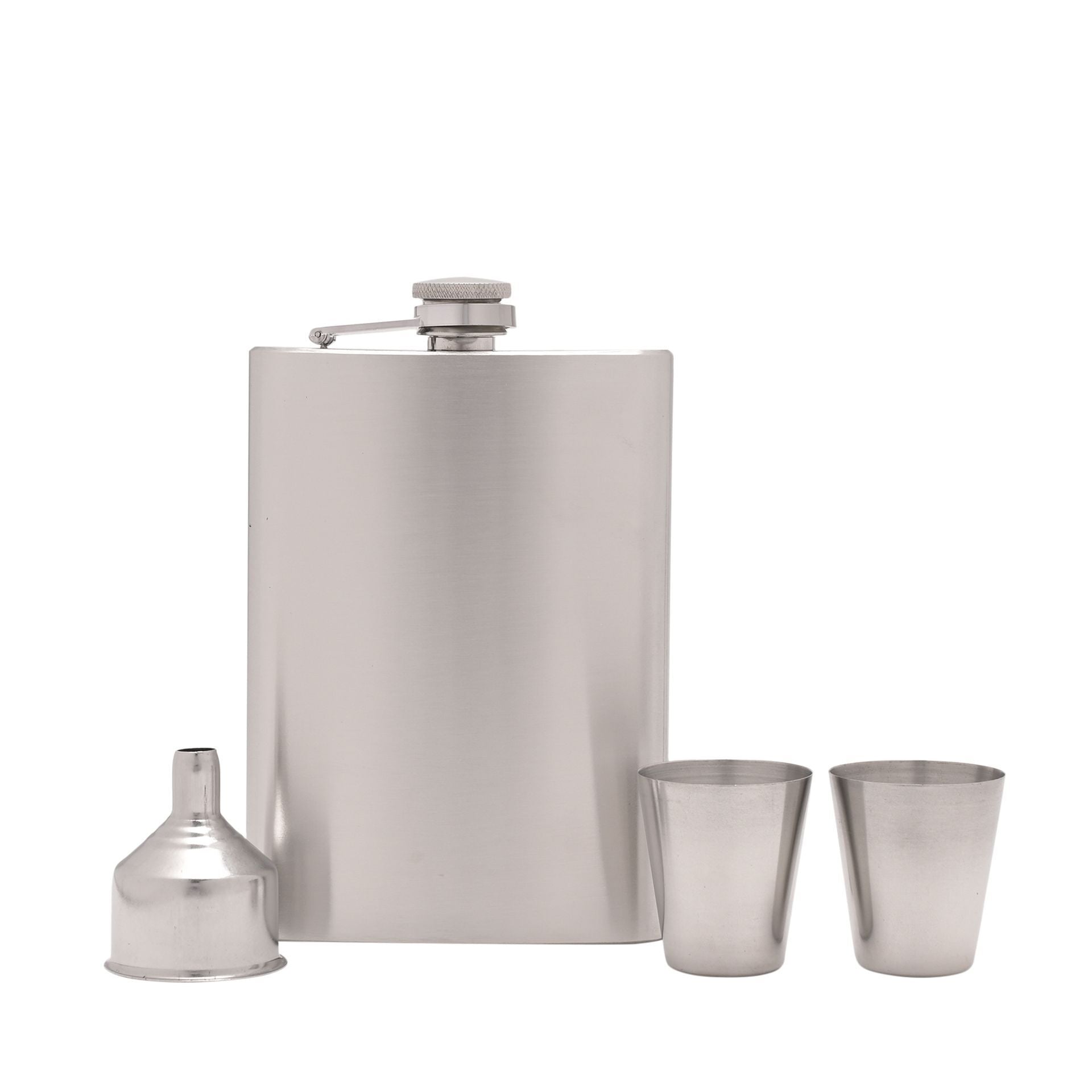 Harvey Makin Rectangular Hip Flask Set Including Funnel & 2 Cups - 8oz ...