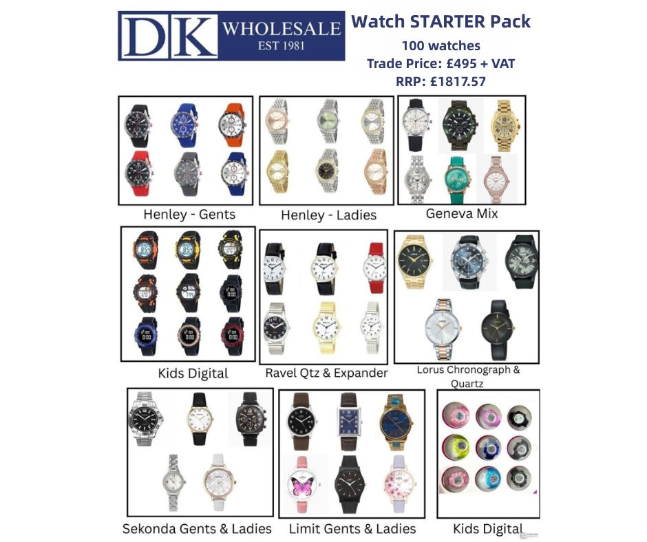 Starter Pack Mens Ladies Basic Quartz Chronograph Watches – DK ...