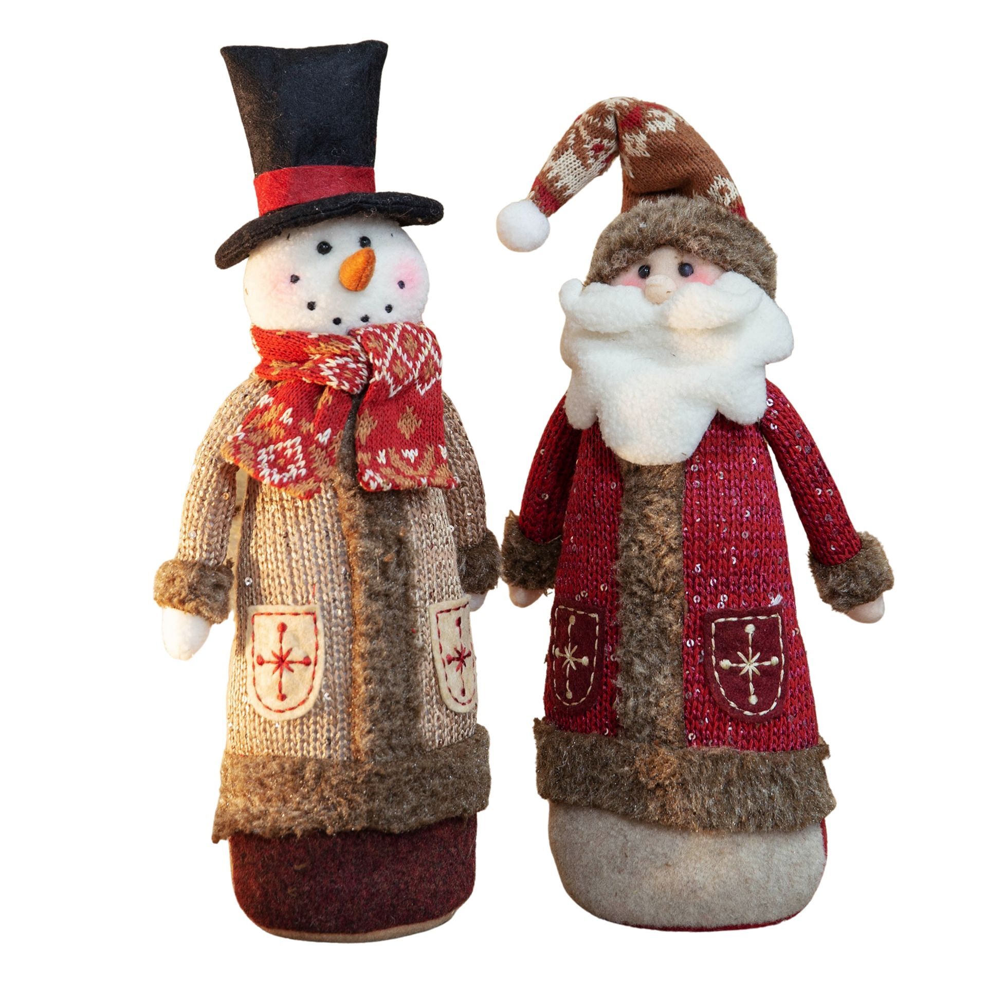 **ASTD MULTI 2** Santa & Snowman Fabric Ornament – DK Wholesale Ltd