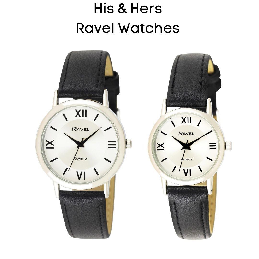 Ravel Mens Classic Dial Strap Watch + Ravel Womens Classic Dial Strap ...