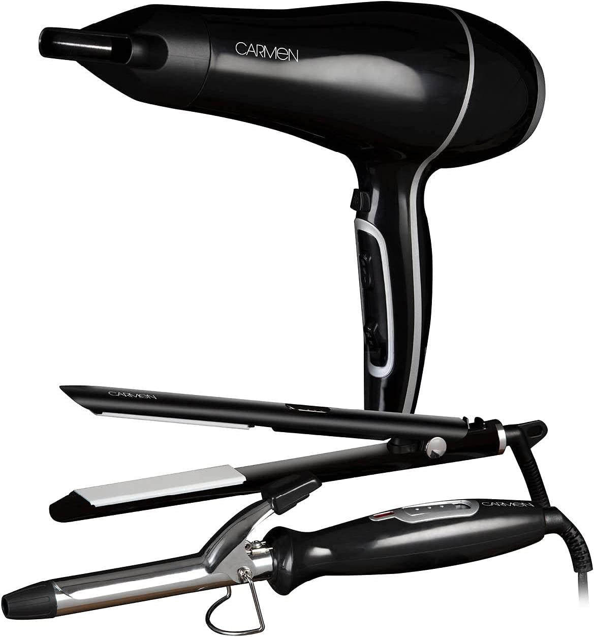 Carmen 3-in-1 Hair Styling Set with Hair Dryer, Ceramic Straightener ...