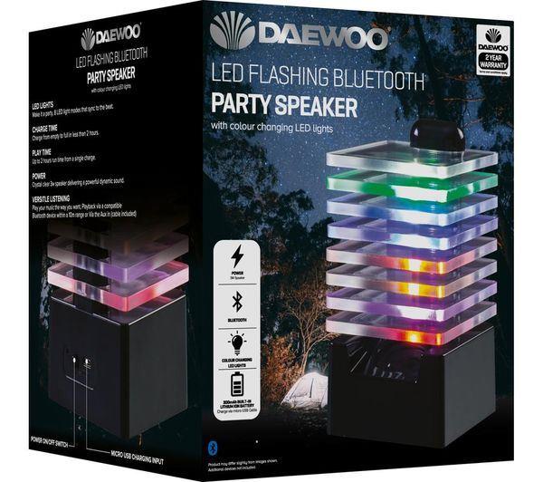 Daewoo LED Flashing Bluetooth Speaker Black 2 hours battery life – DK ...